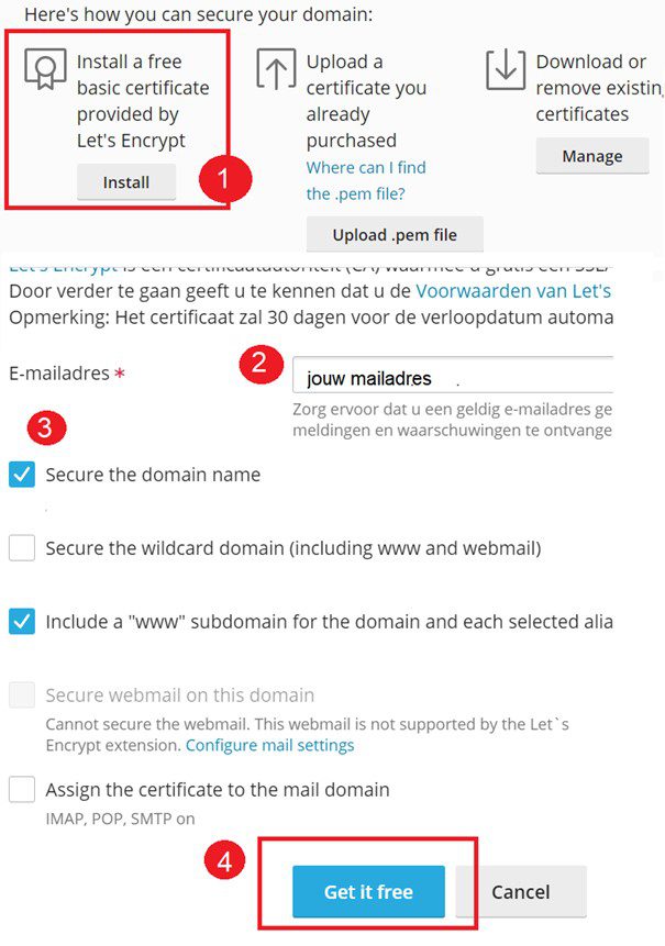 Gratis SSL-certificaat activeren en beheren – Yourhosting
